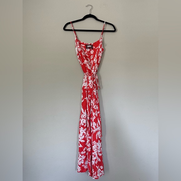 Reformation | Dresses | Reformation Red Floral Wrap Dress Xs | Poshmark